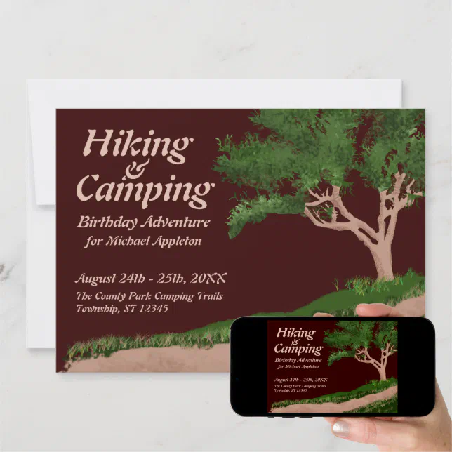 Invitación Senderismo y camping Aventura de cumpleaños Invita | Zazzle.es