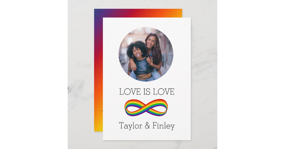 Invitación Símbolo infinito arcoiris Boda LGBT personalizado | Zazzle.es