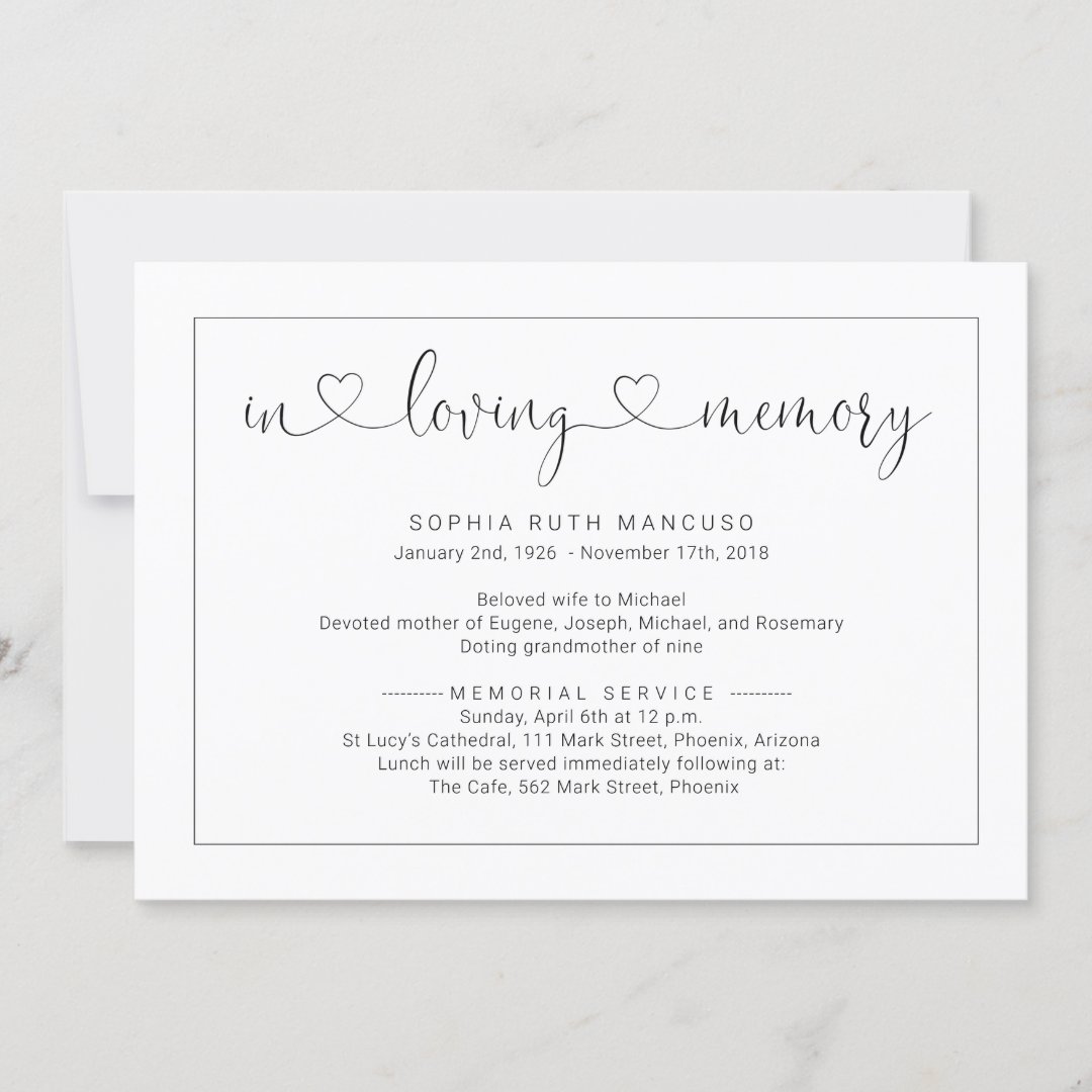 Invitación simple a Invitación funeraria | Zazzle.es