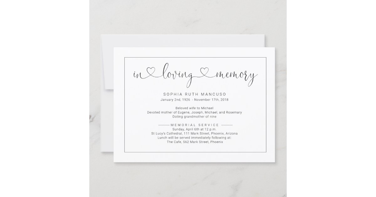 Invitación simple a Invitación funeraria | Zazzle.es