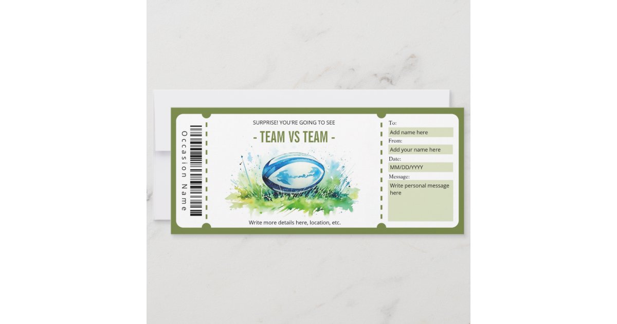 Invitación Surprise Rugby Game Ticket | Zazzle.es