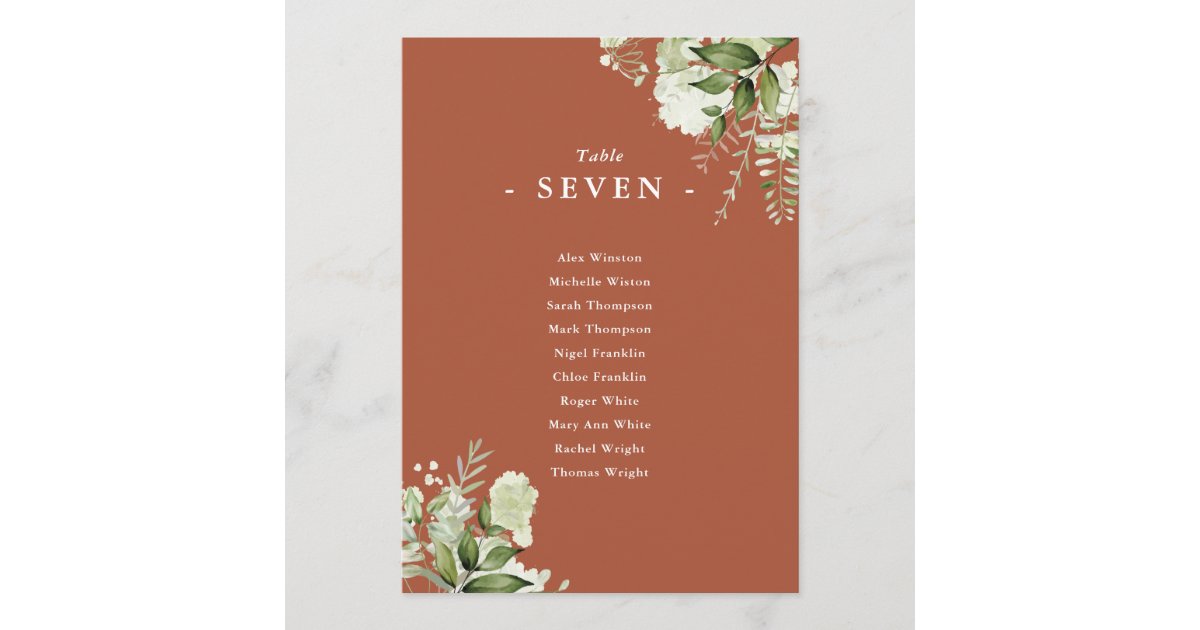 Invitación Terracotta Greenery Sentarse Plan Número de Tabla | Zazzle.es