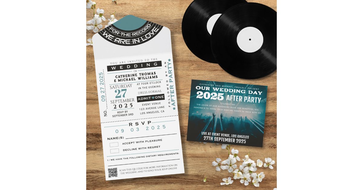 Invitación Todo En Uno Billete VIP del Concierto musical con Boda RSVP ...