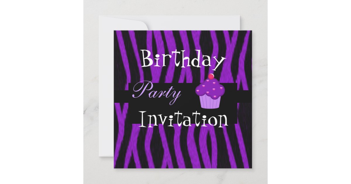 Invitación Torta de repostería de cumpleaños con banda morada | Zazzle.es
