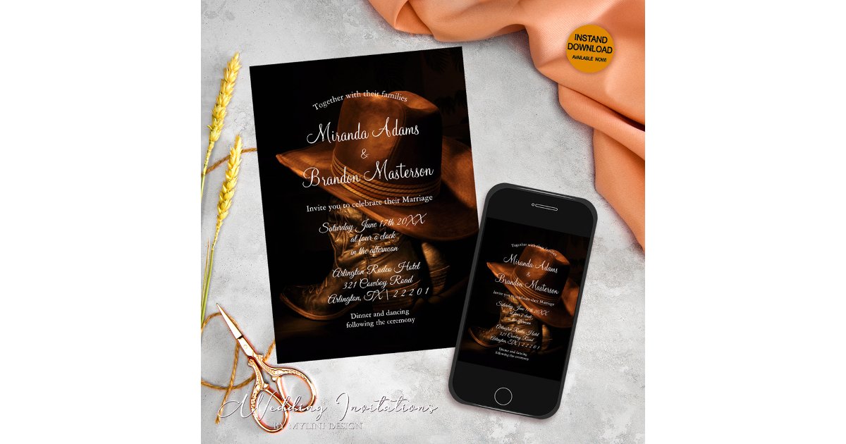Invitación Vintage Cowboy bota matrimonio rústico rural | Zazzle.es