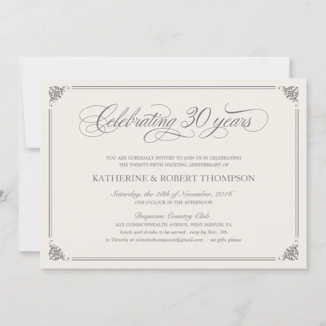 Invitaciones Formales De Aniversario
