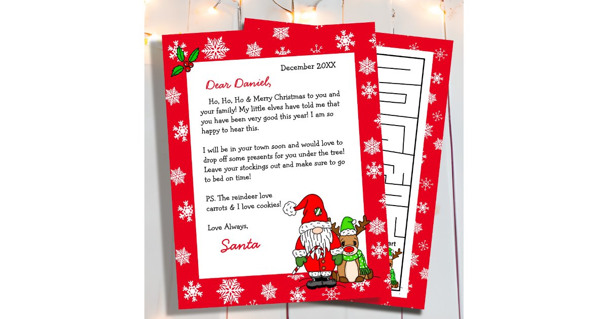Lámina Carta personalizada de Santa para niños | Zazzle.es