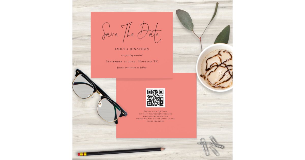 Lámina Código Qr Rosa De Coral Minimalista De Presupuesto | Zazzle.es