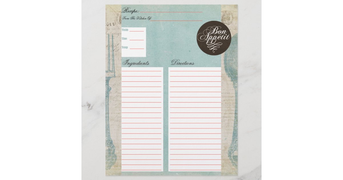 Lámina Inserciones de receta de letras antiguas | Zazzle.es