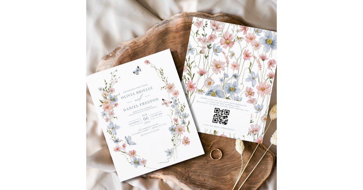 Lámina Invitación a matrimonio de código QR para flor sil | Zazzle.es