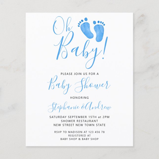 Invitación Imprimible Para Baby Shower Con Pies Plantillas Para