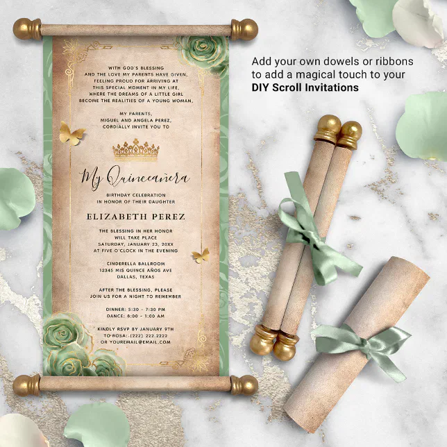 Invitaciones Con Pergamino Dorado Original Invitación De Boda De