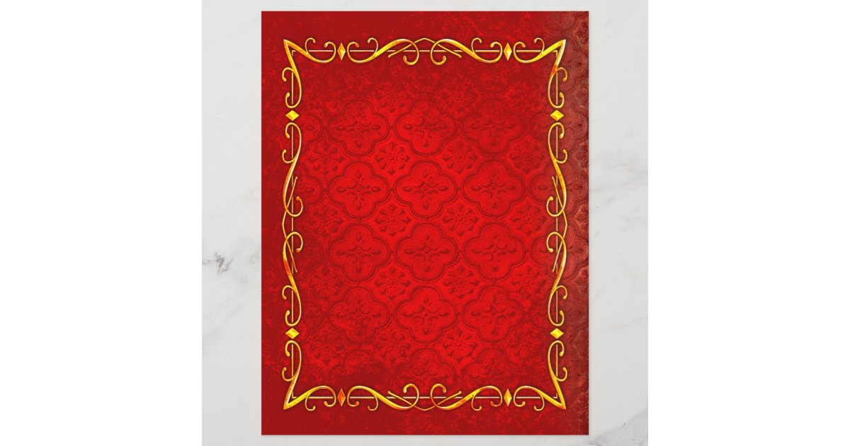 Lámina Papel de cuadernillo de cuadros rojo y dorado | Zazzle.es