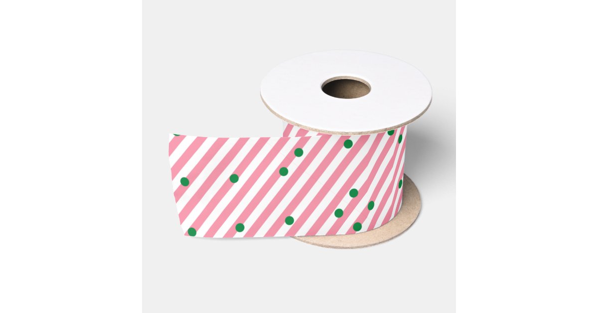 Lazo De Raso Patrón de parodia de franjas rosadas y puntos verd | Zazzle.es