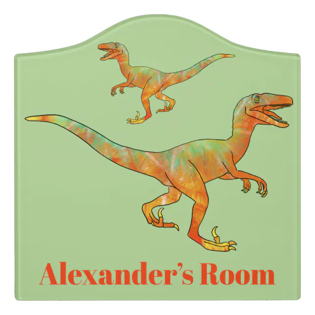 Letrero Para Puerta Raptor de dinosaurios niños ruares personalizan el ...