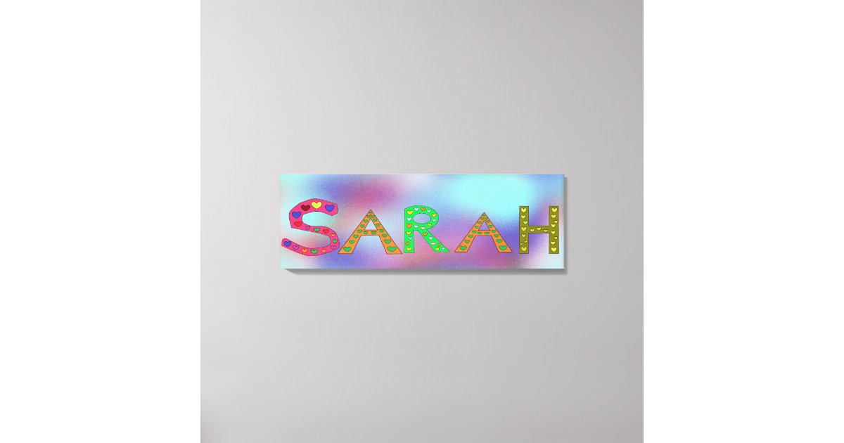 Lienzo Nombre del Chica SARAH Letras Cute Diseño Azul | Zazzle.es