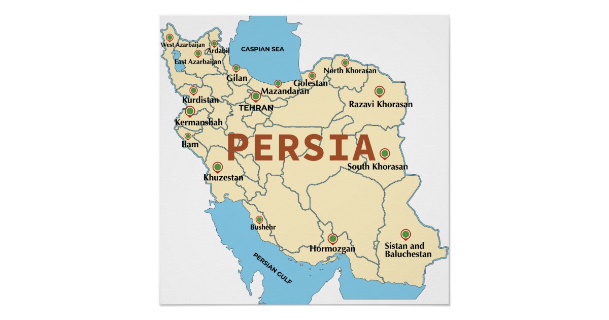 Mapa del Poster Persia | Zazzle.es