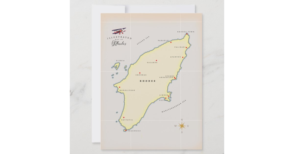 Mapa ilustrado de Rodas. | Zazzle.es