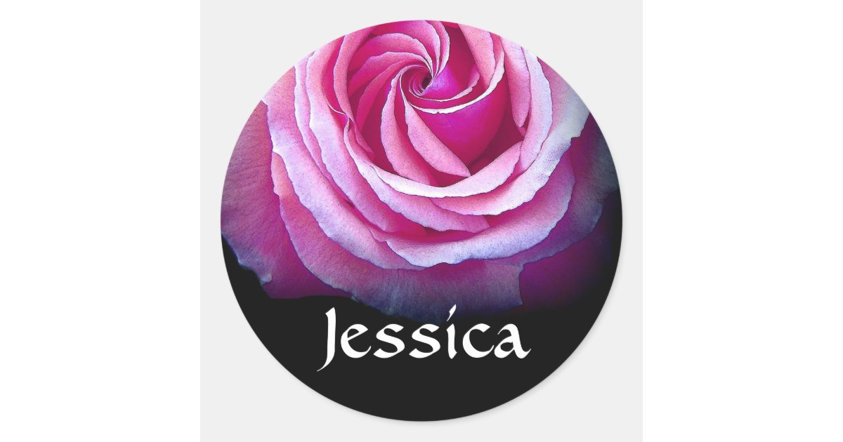 NOMBRE PERSONALIZADO - Jessica PINK Rose Pegatina | Zazzle.es