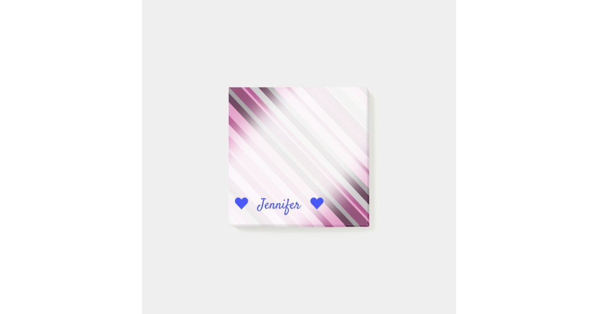 Nombre personalizado + Notas de franjas rosadas/pú | Zazzle.es
