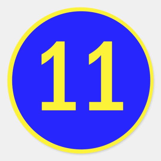 número 11 en un círculo pegatina redonda | Zazzle