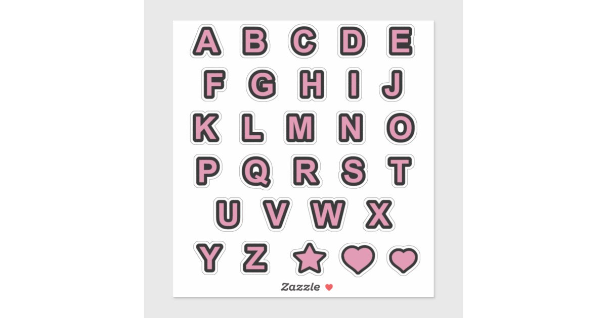 Pegatina Alfabeto de letras de Rosa polvorientas y mayúscul | Zazzle.es