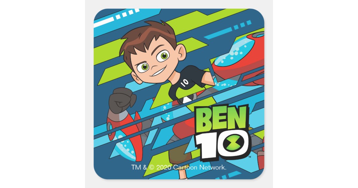 Pegatina Cuadrada Ben 10 Transformación del ADN de desbordamiento ...