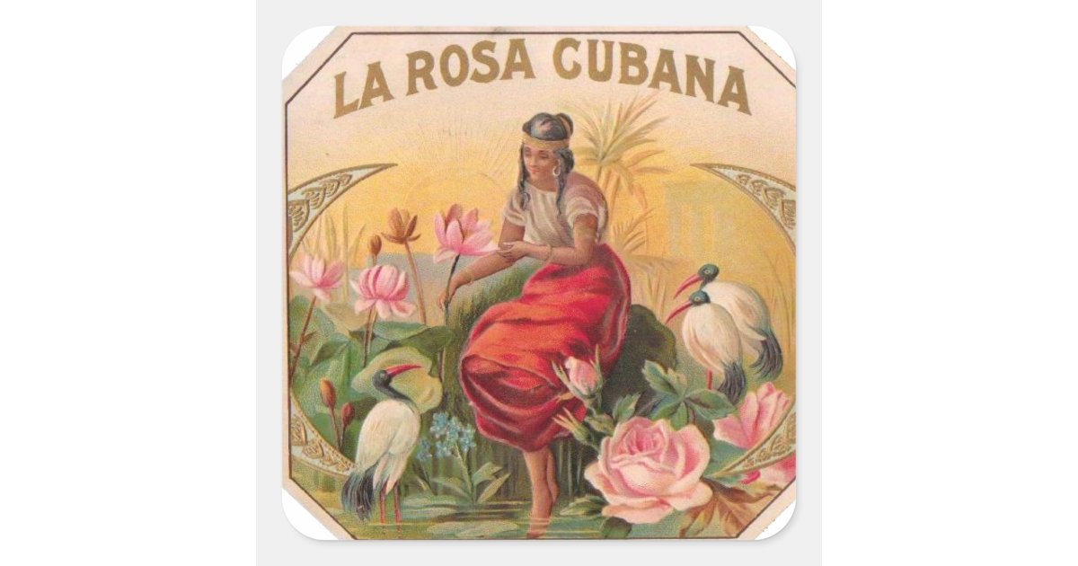 Pegatina Cuadrada La Rosa Cubana Diseño Vintage Cuba | Zazzle.es