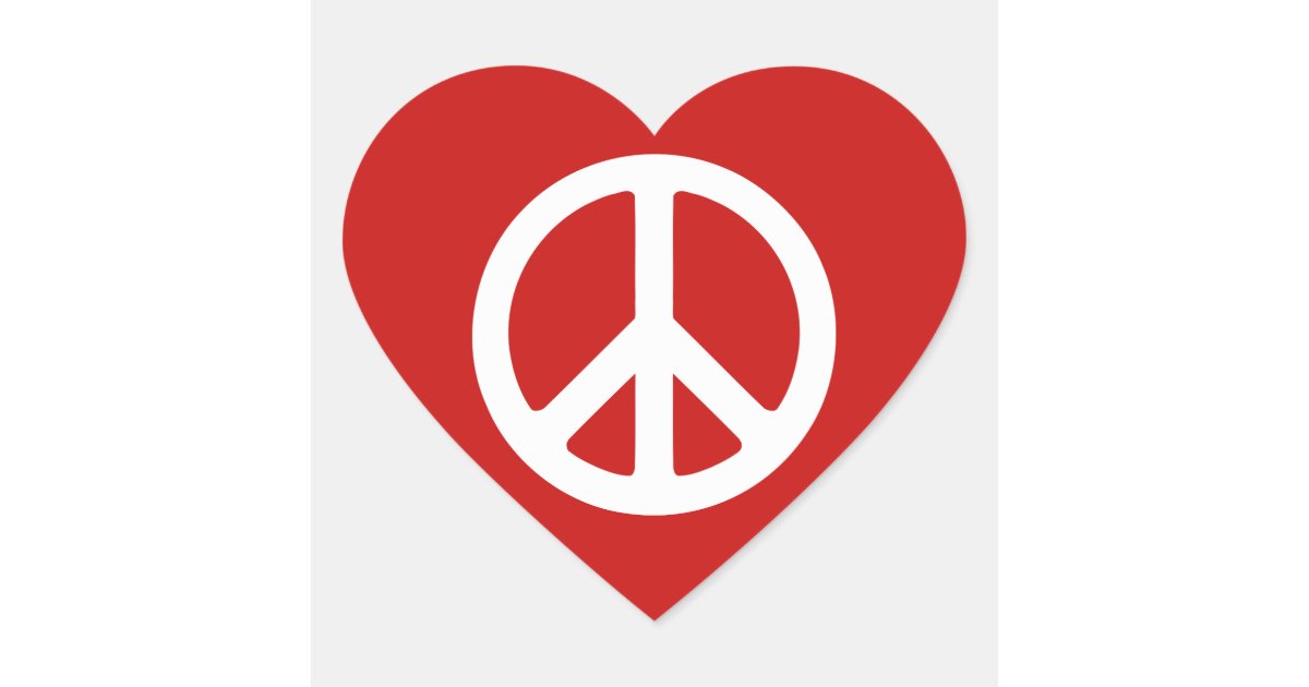 Pegatina En Forma De Corazón Símbolo de paz rojo y blanco | Zazzle.es