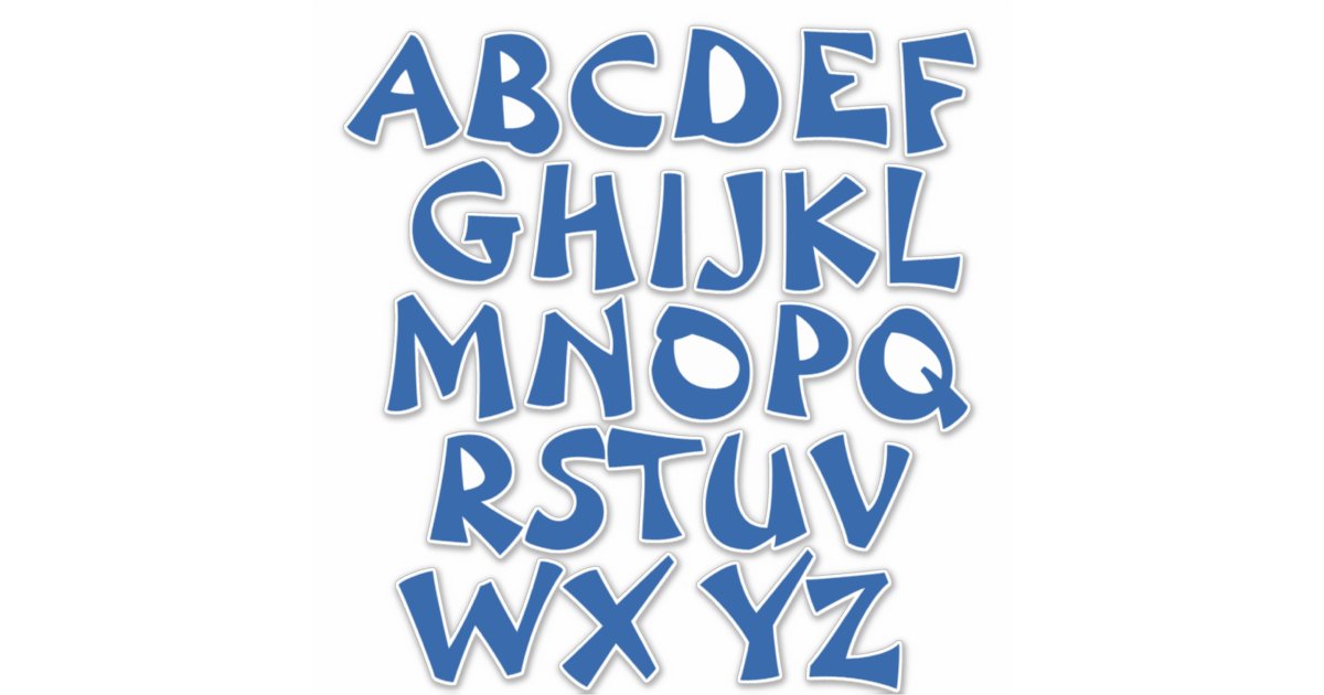 Pegatina Letras azules Pared de alfabeto blanco | Zazzle.es