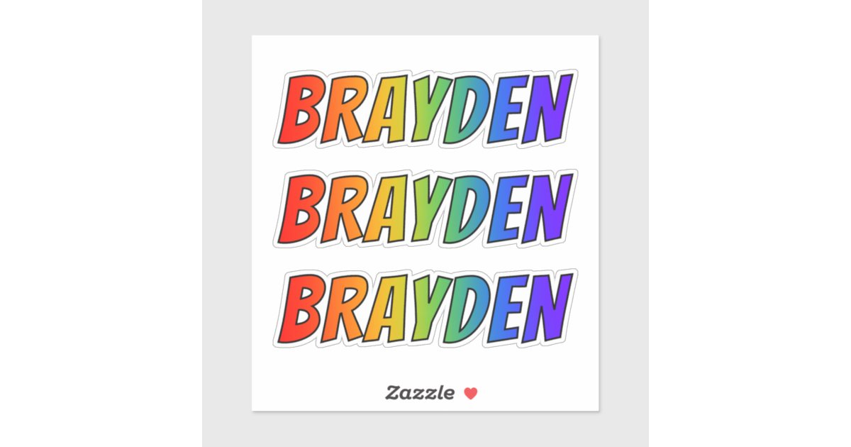 Pegatina Nombre "BRAYDEN" con un divertido color arcoiris | Zazzle.es