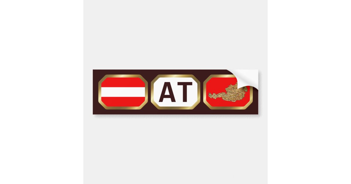 Pegatina Para Coche Austria Flag Map Code Bumper Sticker | Zazzle.es