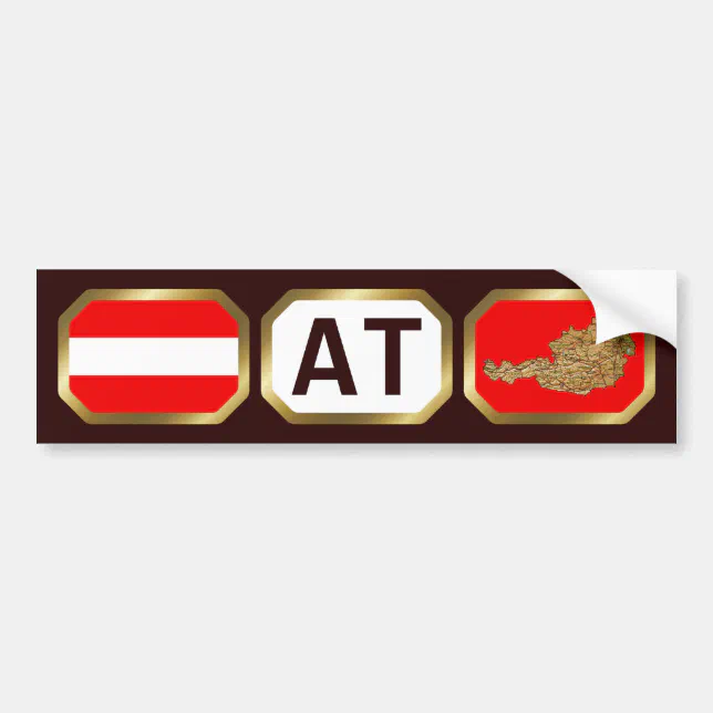 Pegatina Para Coche Austria Flag Map Code Bumper Sticker | Zazzle.es