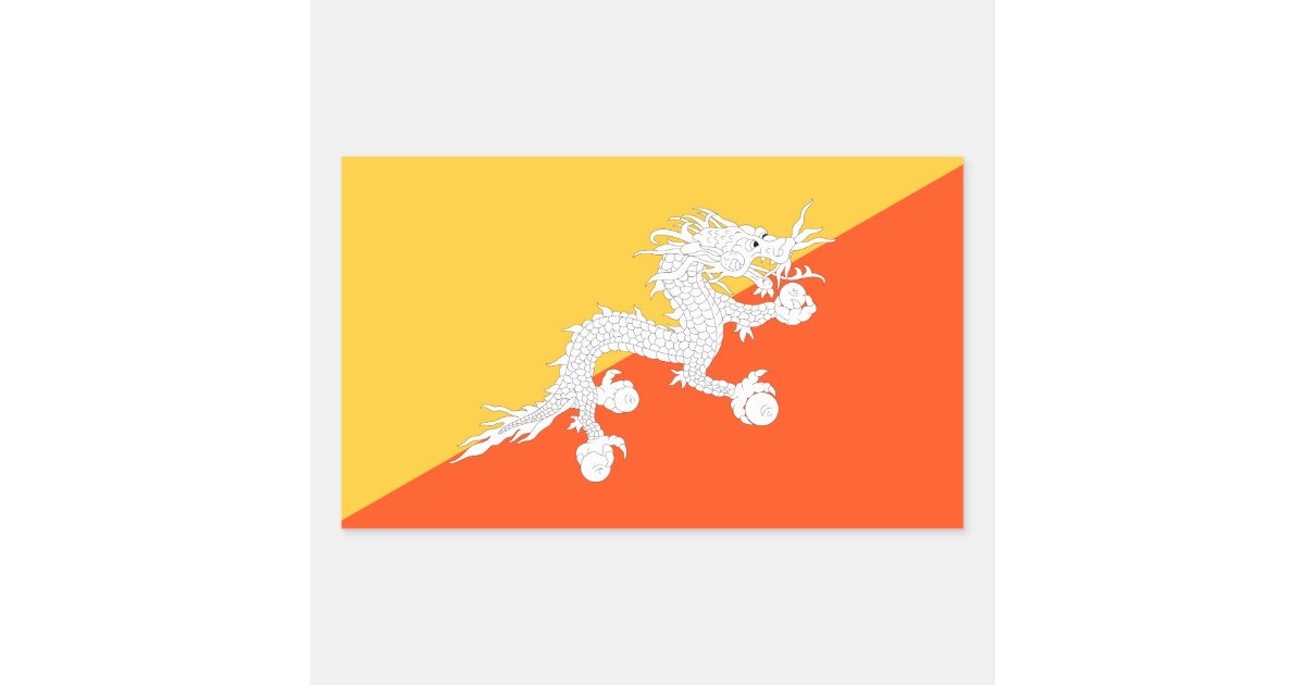 Pegatina Rectangular Bandera nacional del dragón trueno de Bután ...