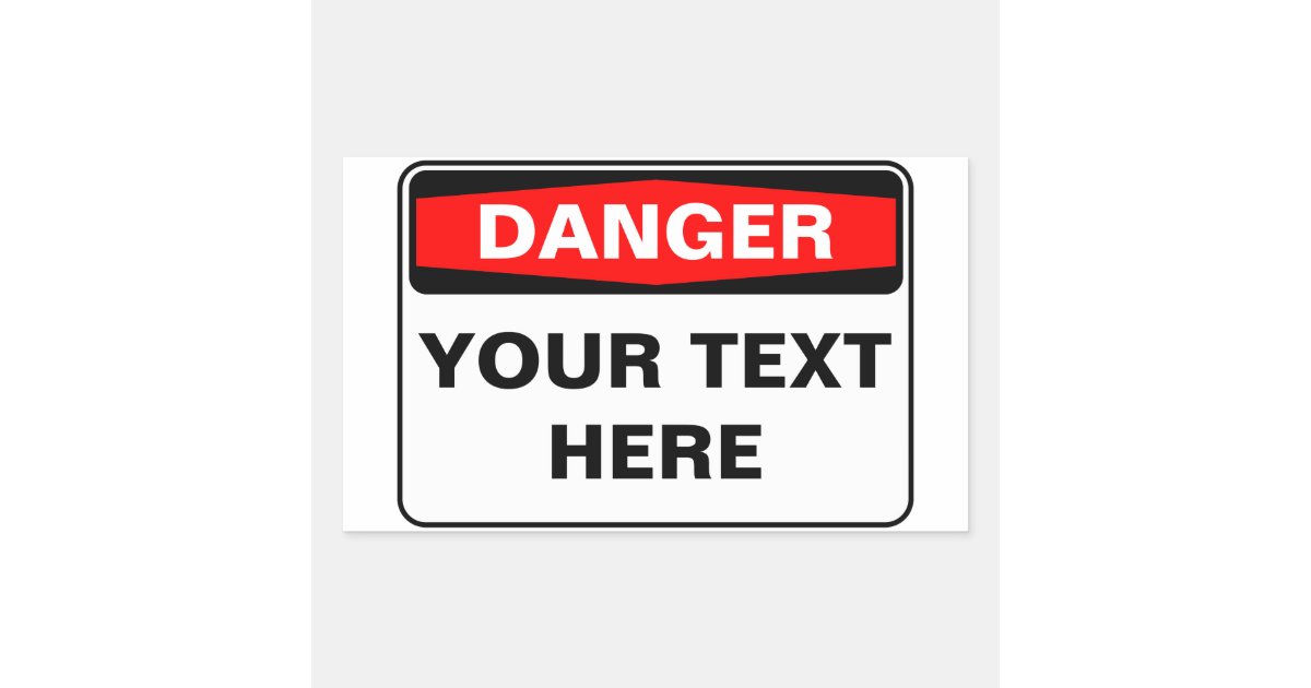 Pegatina Rectangular Danger Sign, template, landscape version | Zazzle.es