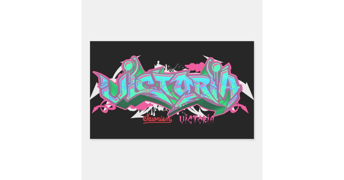 Pegatina Rectangular El nombre de Victoria en el graffiti | Zazzle.es