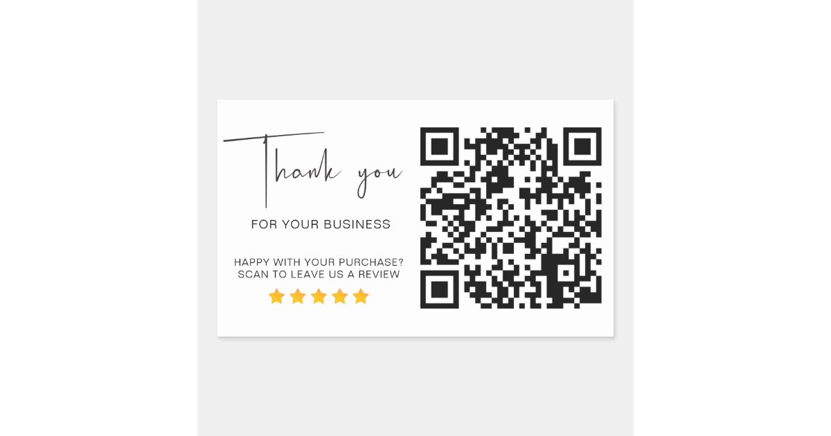 Pegatina Rectangular QR Code Business Review 5 Star Review Moderno ...