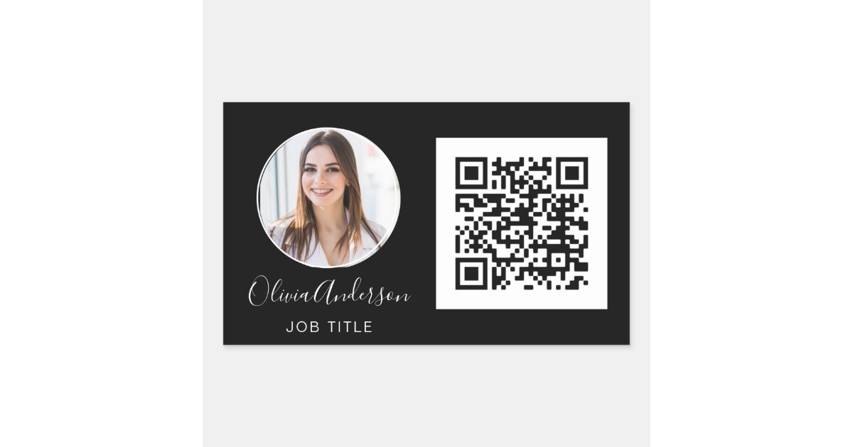 Pegatina Rectangular QR Code Professional Photo White Business Card Rec ...