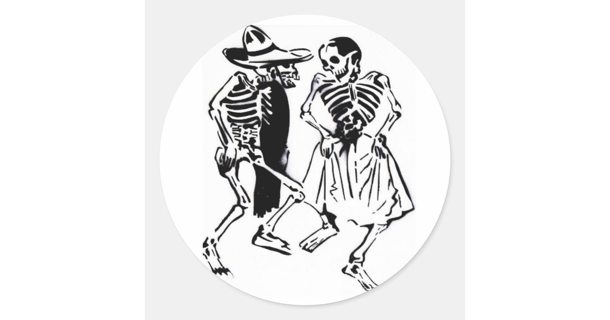 Pegatina Redonda Bailando Calaveras | Zazzle.es
