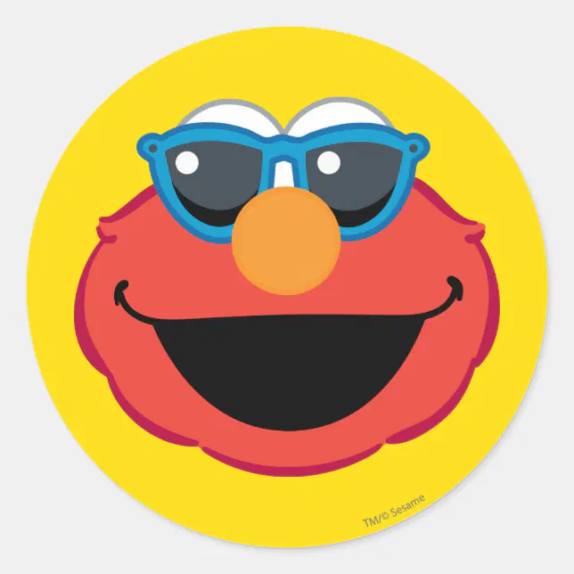 Pegatina Redonda Cara sonriente Elmo con gafas de sol | Zazzle.es