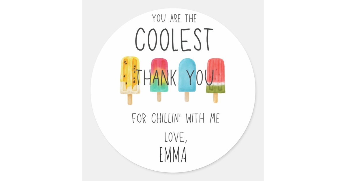 Pegatina Redonda Cute Ice pop cumpleaños Gracias Favor | Zazzle.es