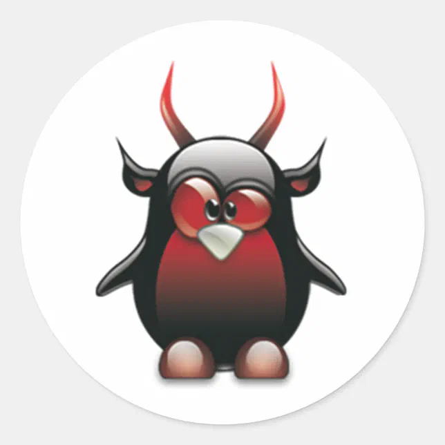 Pegatina Redonda Demonio Tux (Linux Tux) | Zazzle.es