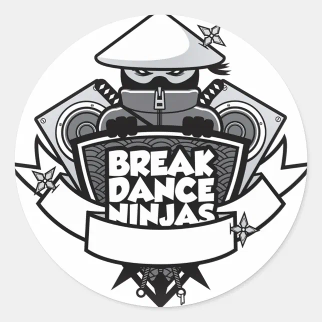 Pegatina Redonda Estilo japonés del escudo de Breakdancing Ninja ...