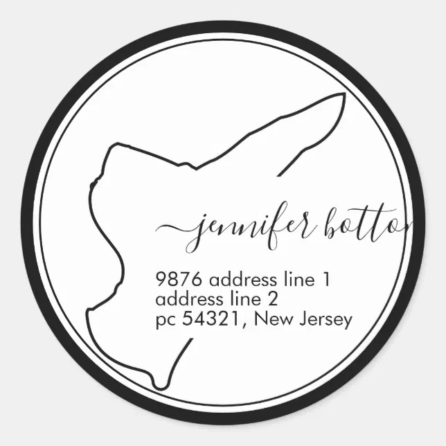 Pegatina Redonda Firma del mapa de inicio de Nueva Jersey | Zazzle.es