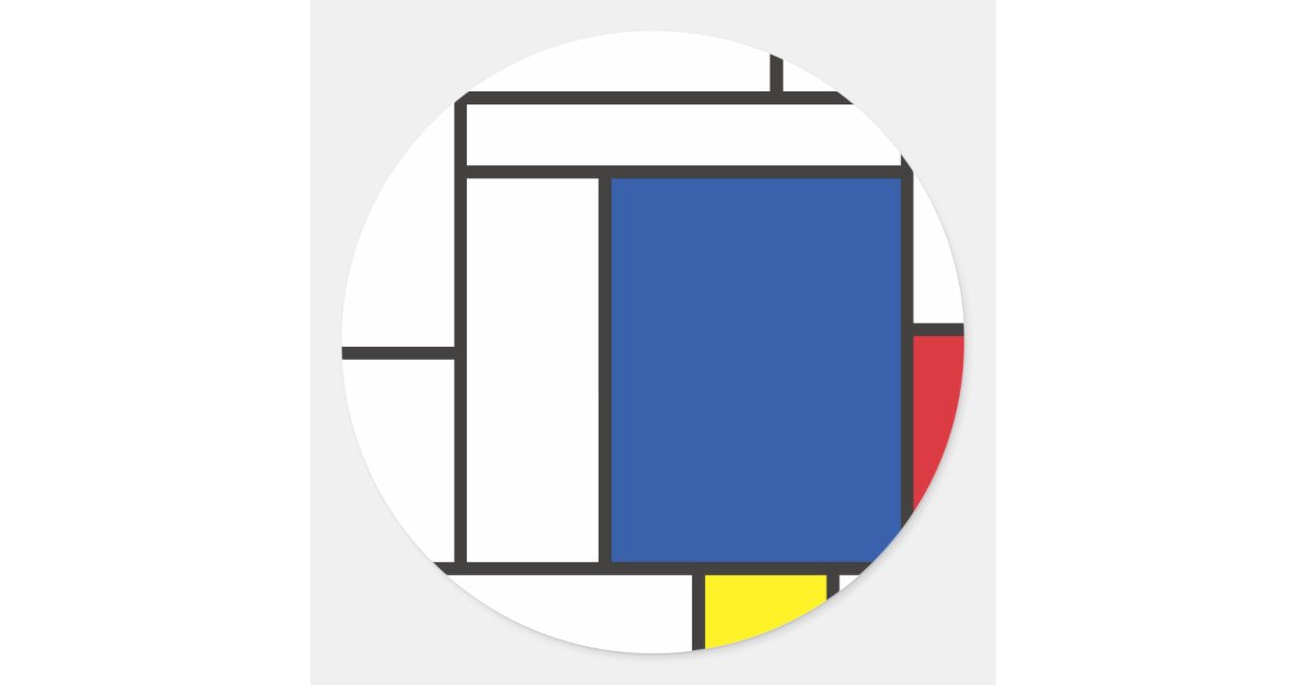 Pegatina Redonda Geometría Minimalista mondrina De Stijl Arte Moder ...