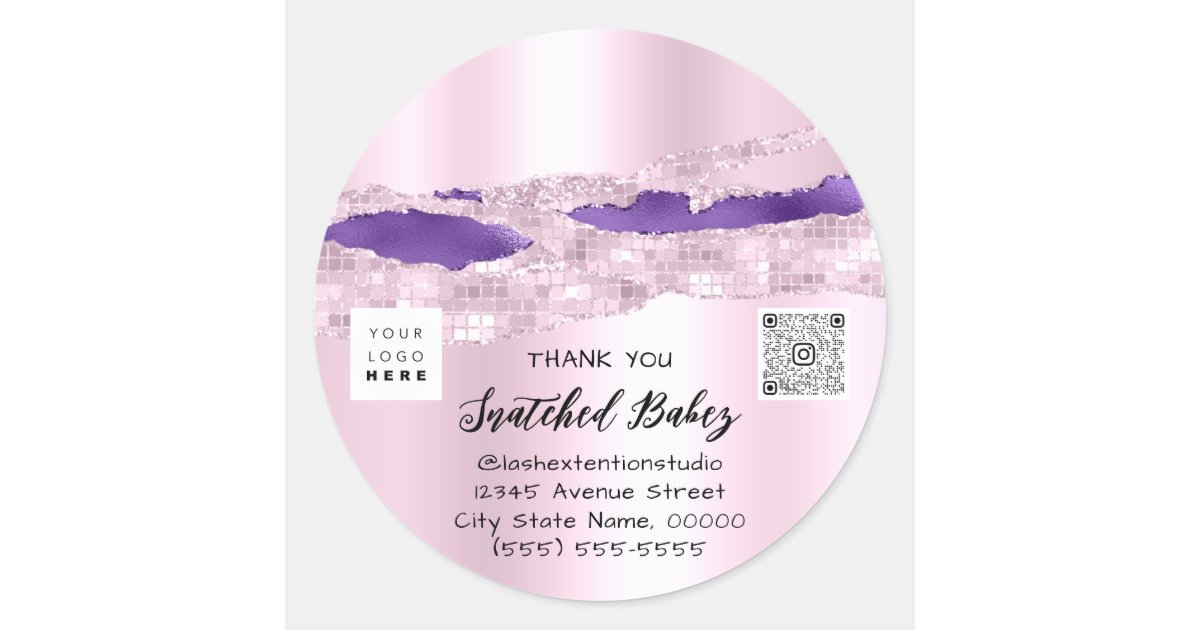 Pegatina Redonda Gracias Logotipo de compra Código QR Rosa | Zazzle.es