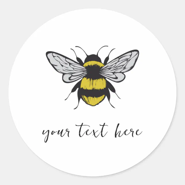Pegatina Redonda Ilustracion de abejas - agrega tu propio texto | Zazzle.es