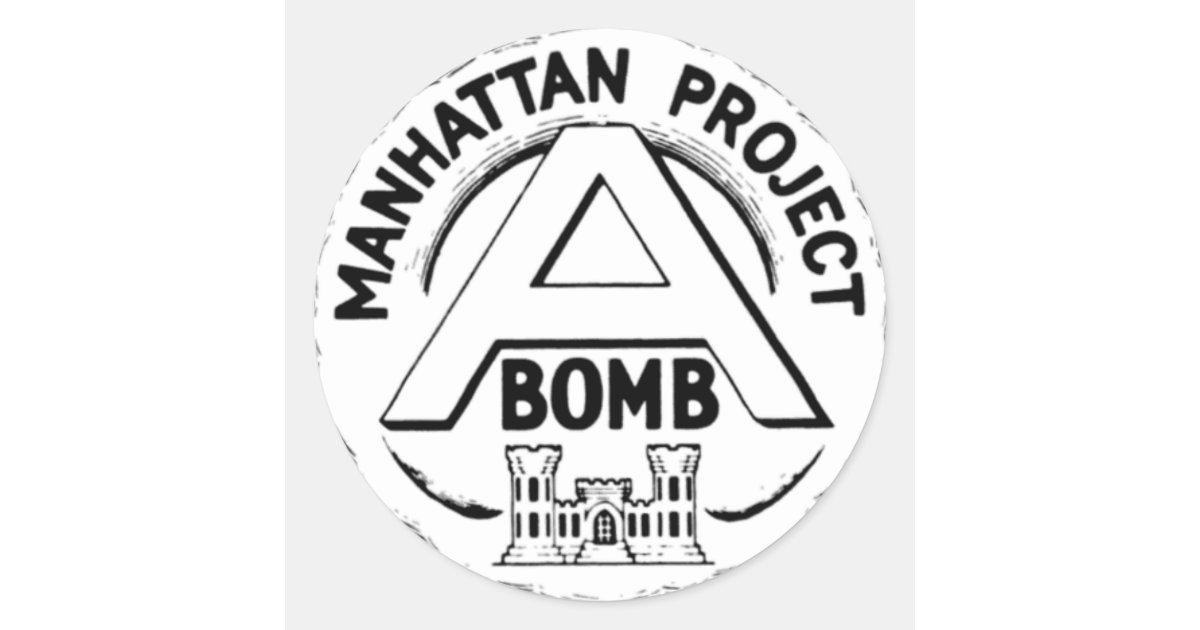 Pegatina Redonda Insignia del proyecto de Manhattan | Zazzle.es
