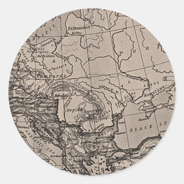 Pegatina Redonda Mapa, cartografía, geografía, topografía, Europa | Zazzle.es