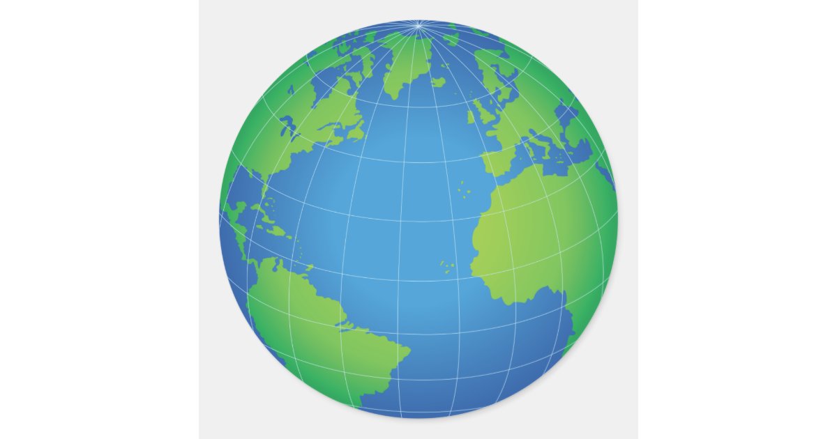 Pegatina Redonda Mapa Mundial Del Planeta Zazzlees